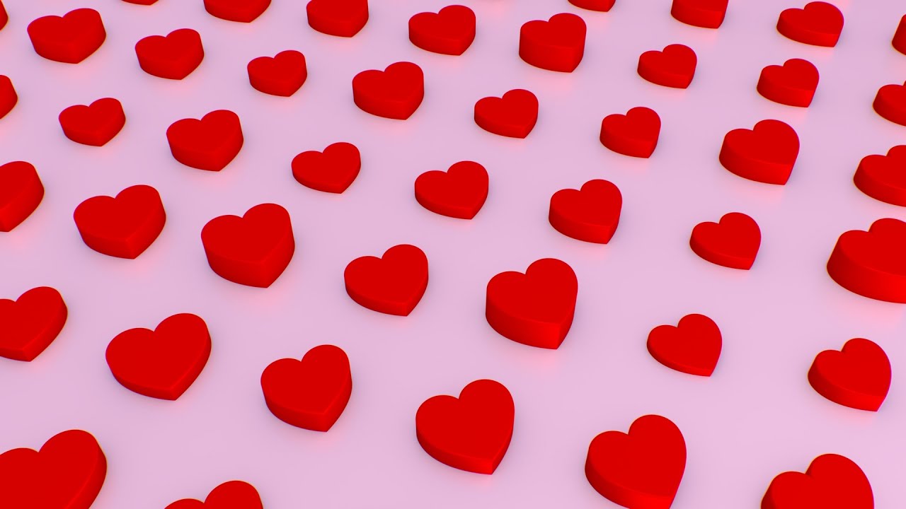 Grid Of Bright Red Valentine's Day 3D Hearts Romantic Love Concept 4K DJ Visuals Loop Background
