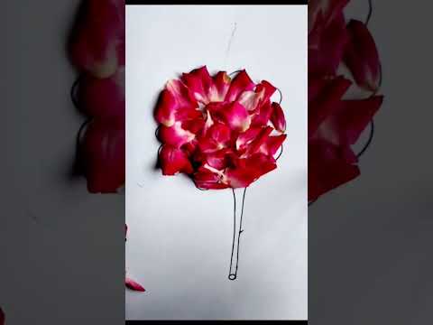 How to make flower with petals 🍂🍃🌹 #simpleart #easyart #shorts