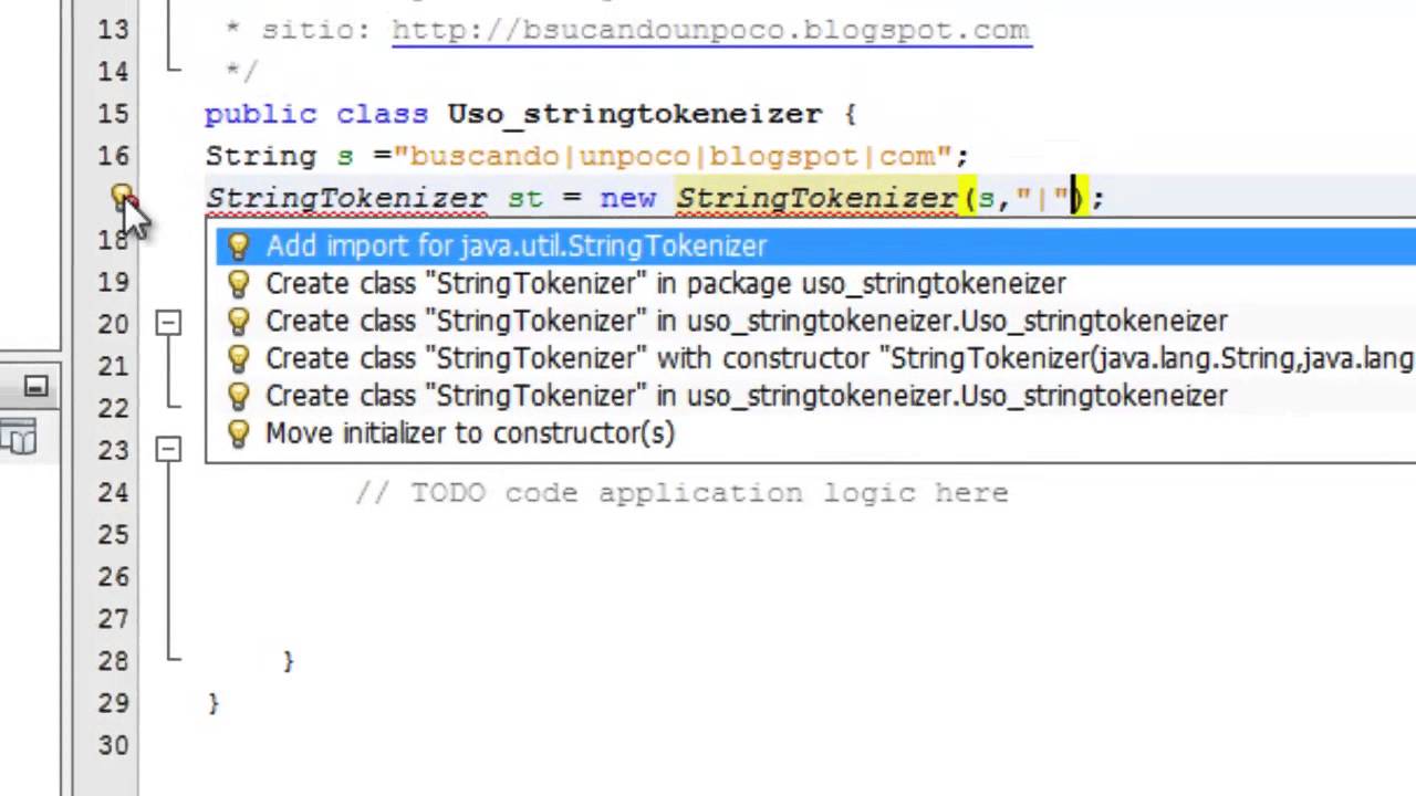 Curso de java Netbeans StringTokenizer