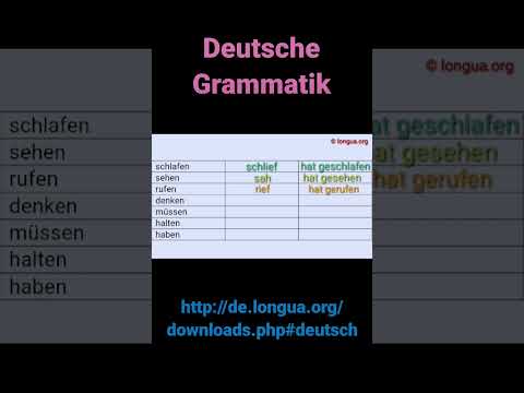 Präteritum, Perfekt, ging, konnte, musste, nahm, bat, bot, rief, riet, tat, hat getan, hat gehört,