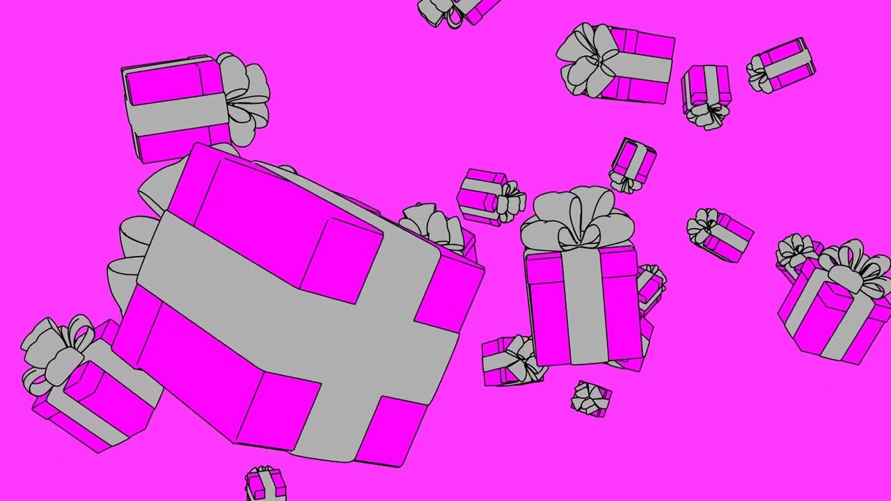 [1 hour]Toon Pink Gift Boxes with Gray Ribbon - Background/Screensaver[4K][No Sound]