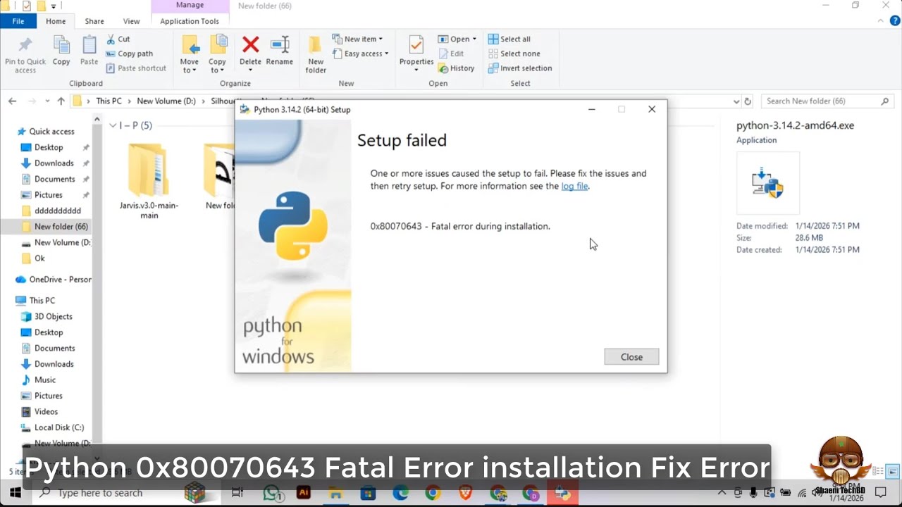 Python 0x80070643 Fatal Error installation Fix Error