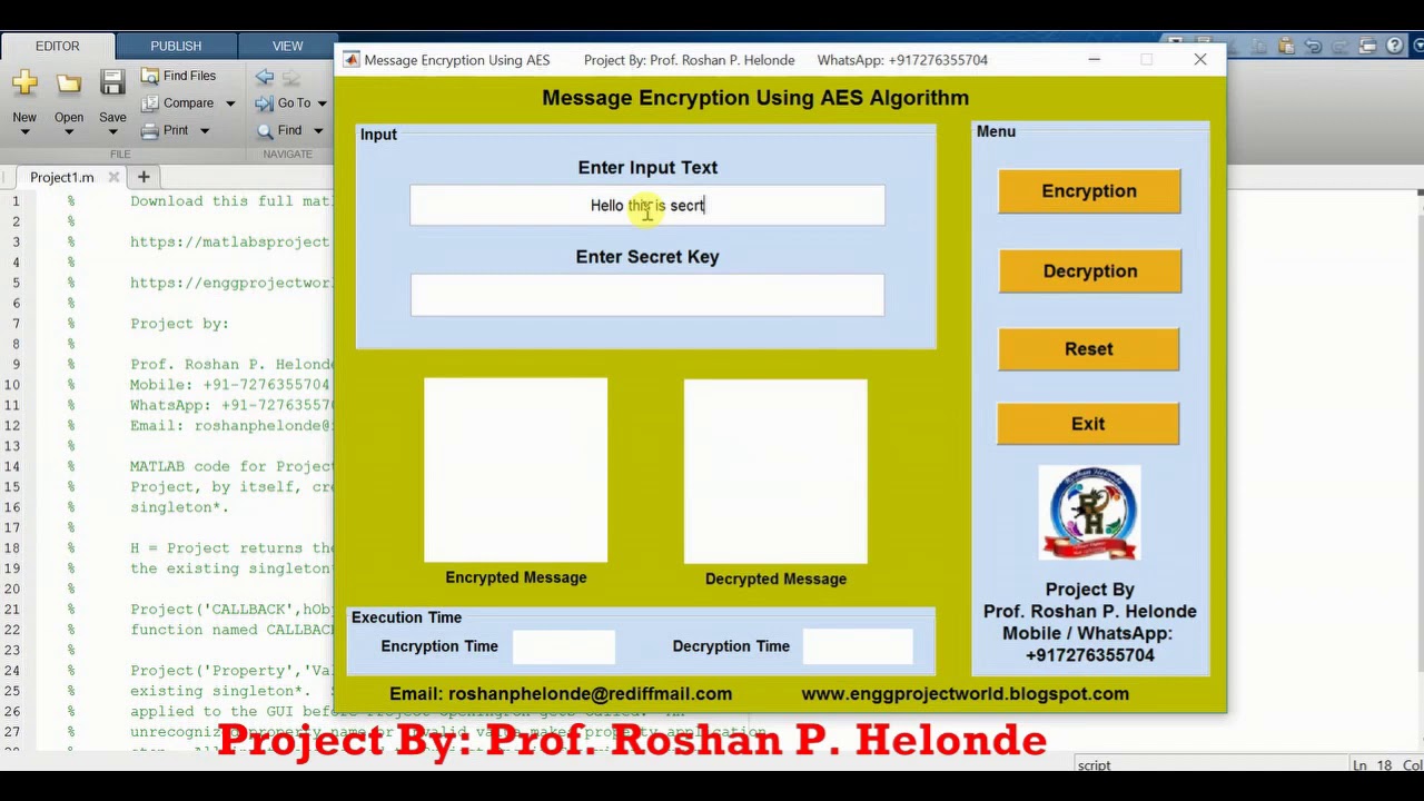 AES Encryption Using Matlab Project Source Code - Encryption Decryption Using AES Algorithm