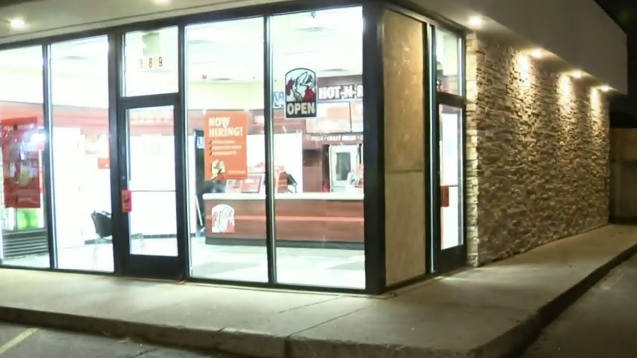 Car bumps customer as it crashes into Little Caesars restaurant