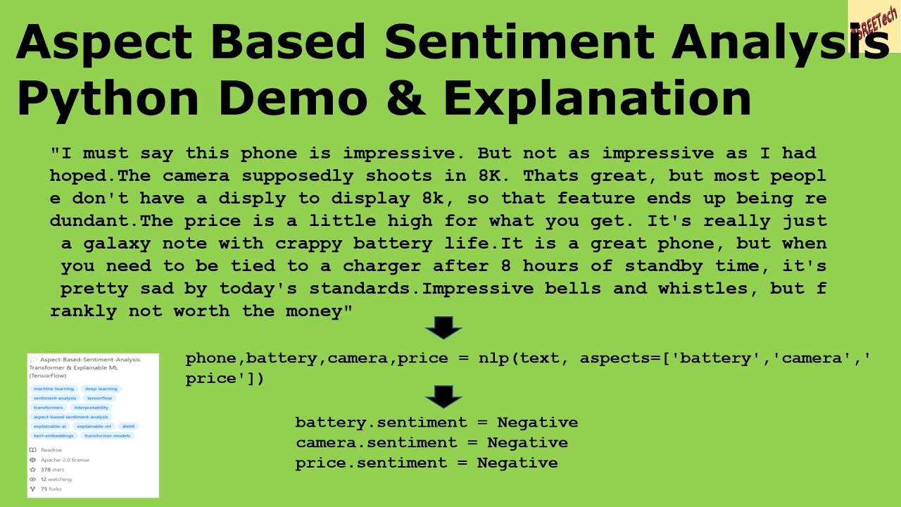 Aspect Based Sentiment Analysis Python Demo & Explanation #NLP