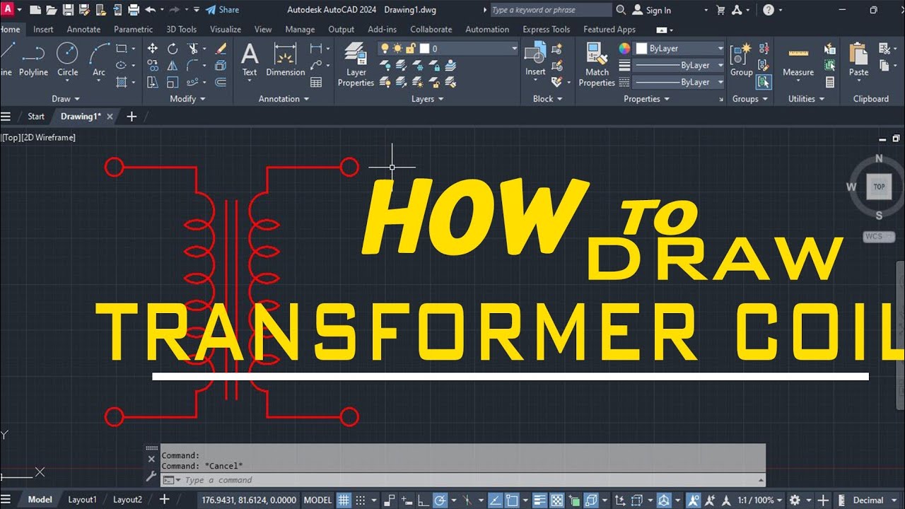 How to draw a transformer coil in AutoCad for Beginners