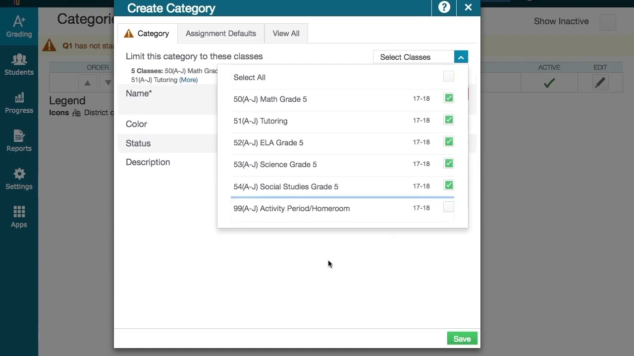 PTP Gradebook Set Up