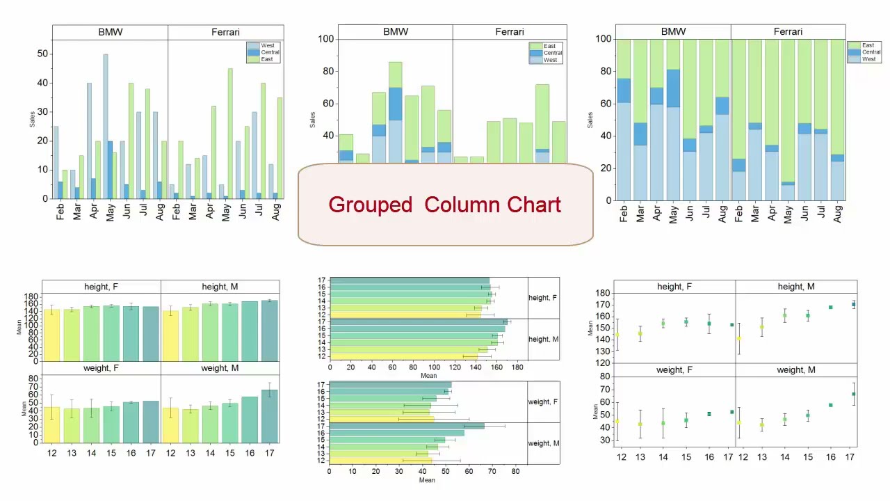 Grouped Column Chart for Summarized and Raw Data in Origin 2026
