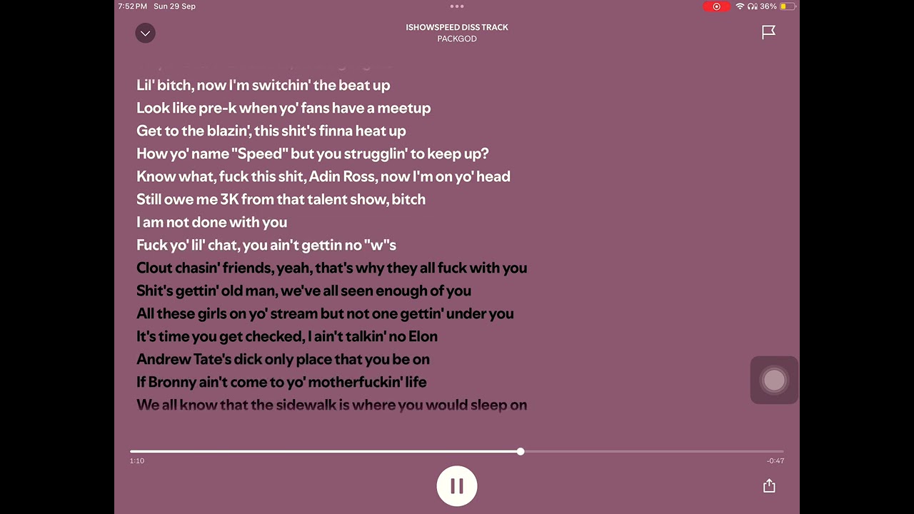 Packgod-ishowspeed disstrack lyrics
