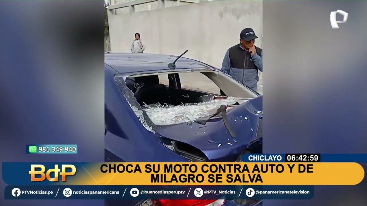 Chiclayo: motociclista sobrevive tras chocar violentamente contra un auto