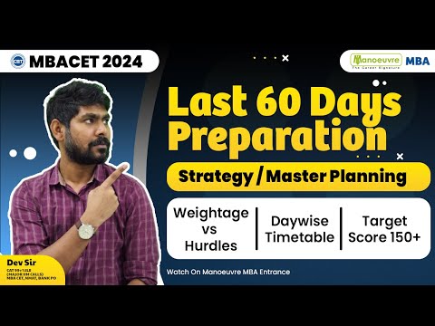 MAH MBA CET 2024 - Last 60 days Preparation | Weightage Vs Hurdles | Daywise Timetable | Target 150+