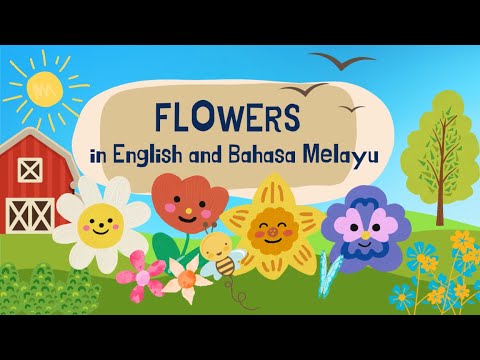Flowers | Bunga | Words in English and Bahasa Melayu | Young Learners
