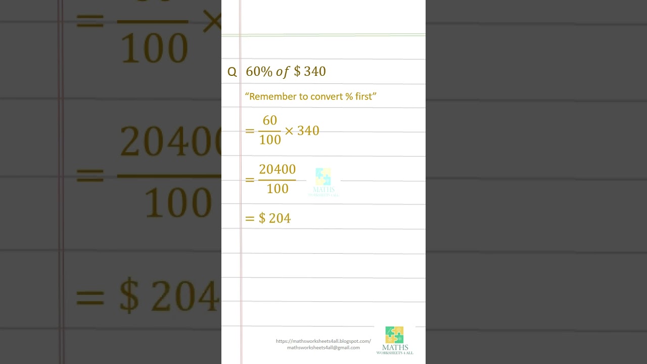 Fast Percentage Trick: 60% of $340 Made Simple!