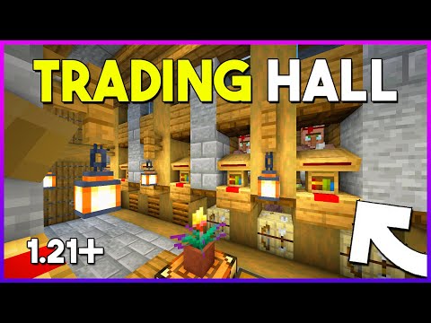 BEST EASY Minecraft 1.21+ Villager Trading Hall Design (how to build)