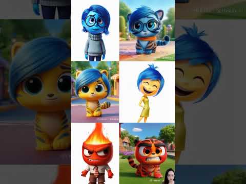 Inside Out Cartoon Character Turns Into Cute tiger part 3 #cuteanimal #disney #insideout #tiger