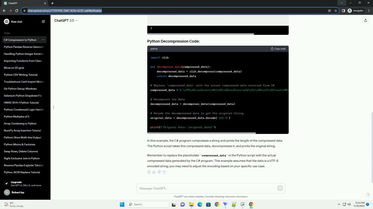 How to compress data in C to be decompressed in zlib python