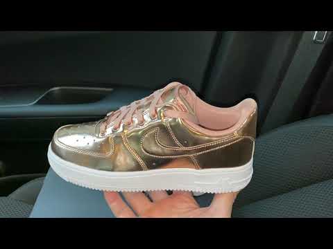 Nike Air Force 1 Metallic Bronze Rose Gold womens shoes