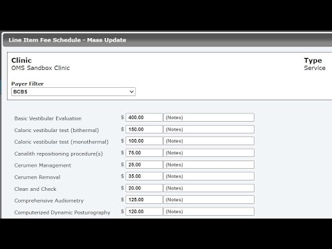 Payer Fee Schedule