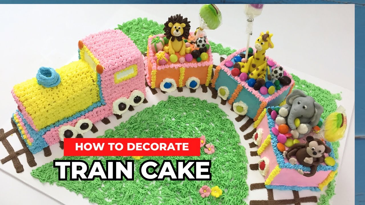 Train Cake for Kids Birthday with Safari Animals | Easy Cake Decorating