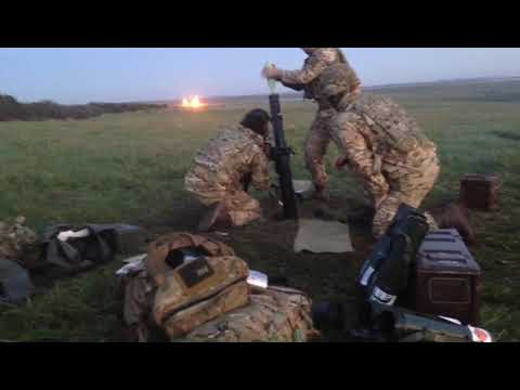 Rapid fire (quick rate) - 81mm mortar firing white phos (Smk) rounds - Royal Marines