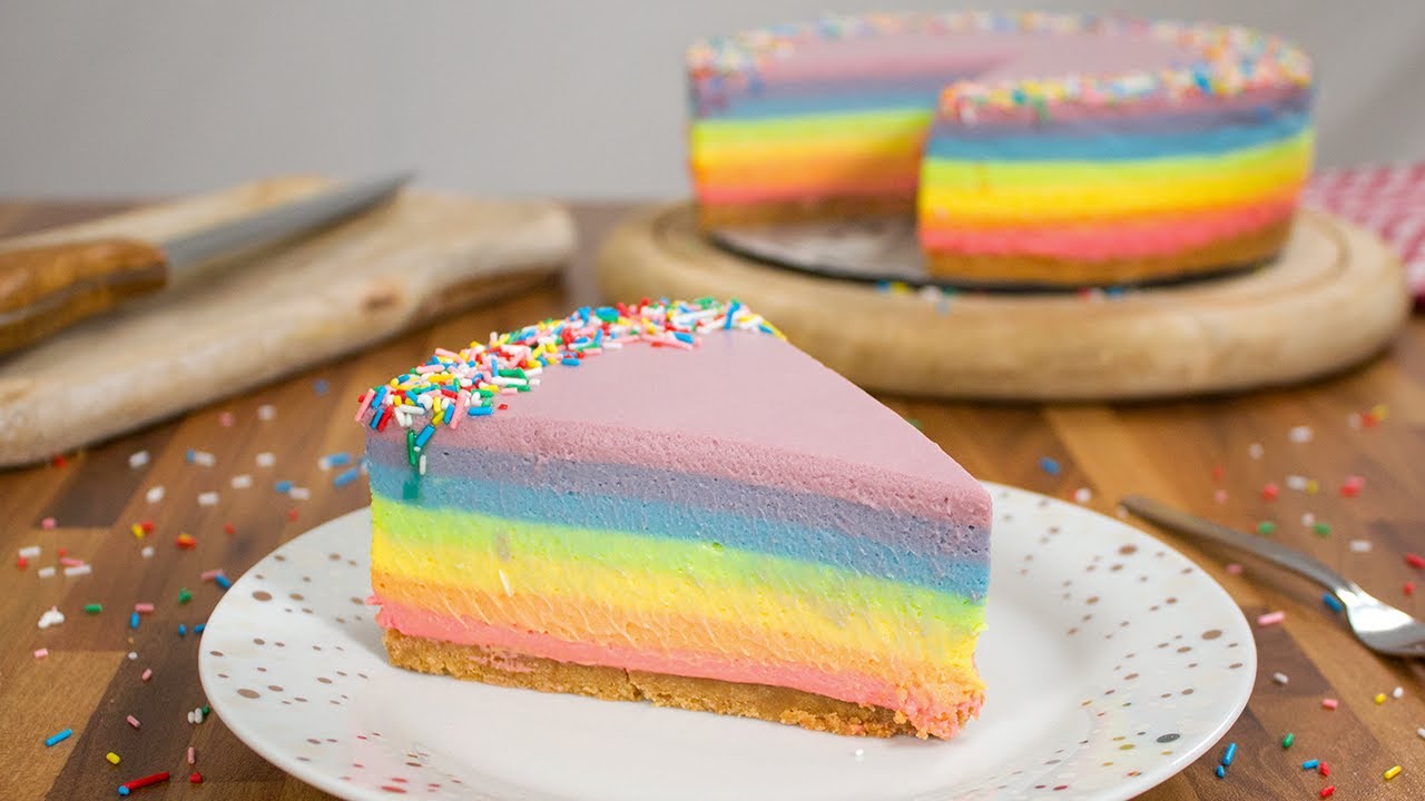 No-Bake Rainbow Cheesecake Recipe | How to Make Cheesecake with a Rainbow Theme