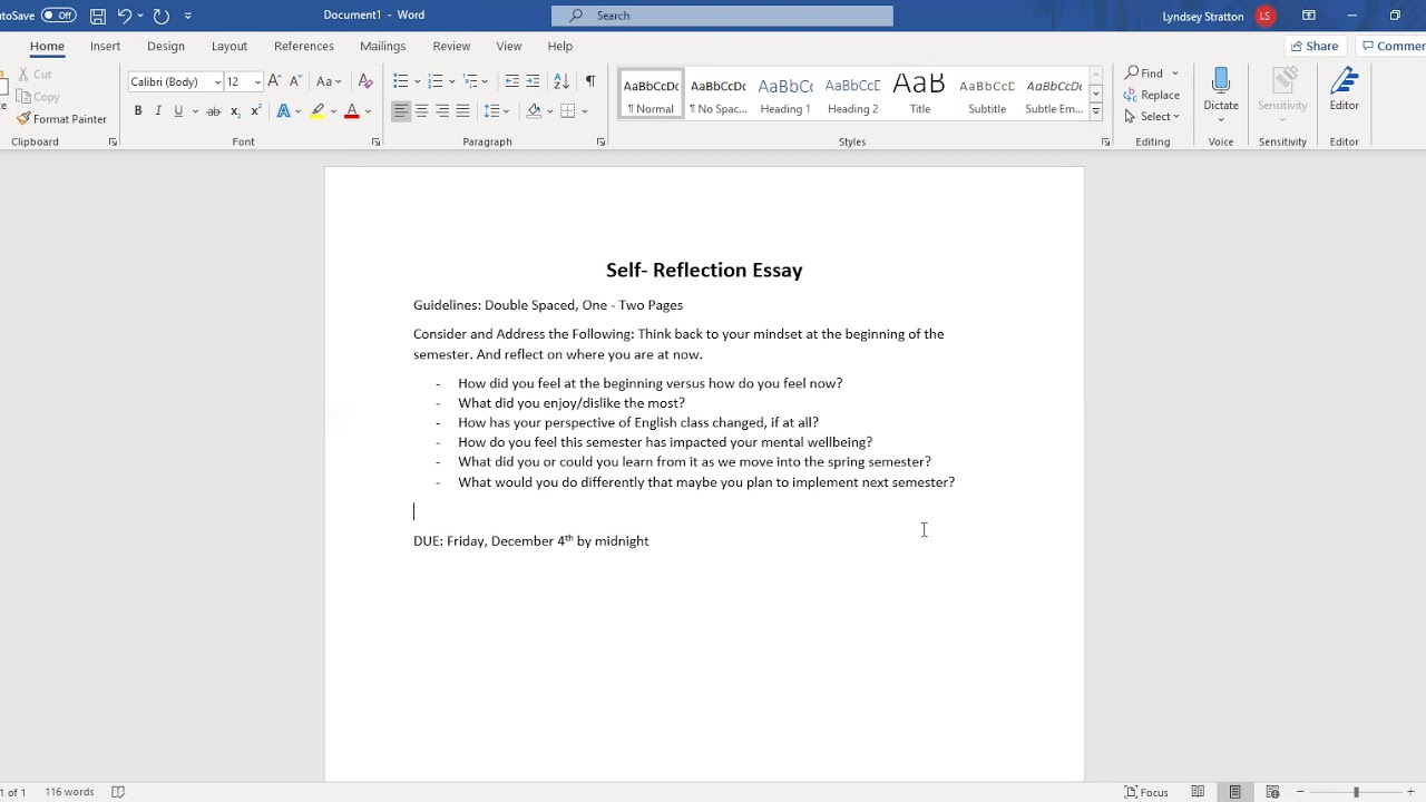 Lincoln: ENG 207 - Self Reflection Essay