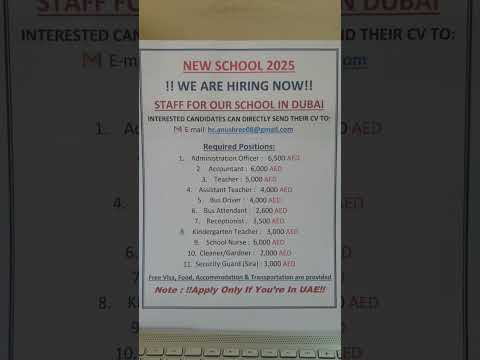🏫 New School Jobs in Dubai | 2025 Openings! #dubaijobs #schooljobs #dubaijobseekers #shorts