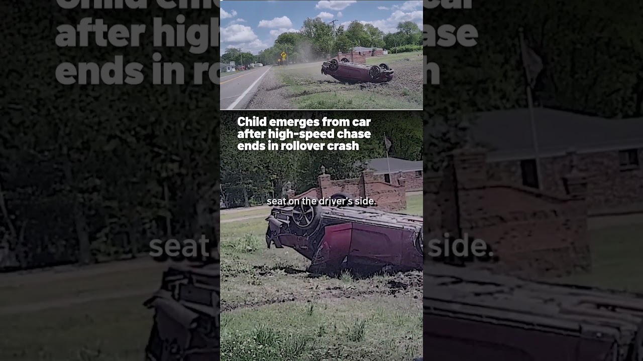 Child emerges from car after high-speed ​chase ends in rollover crash