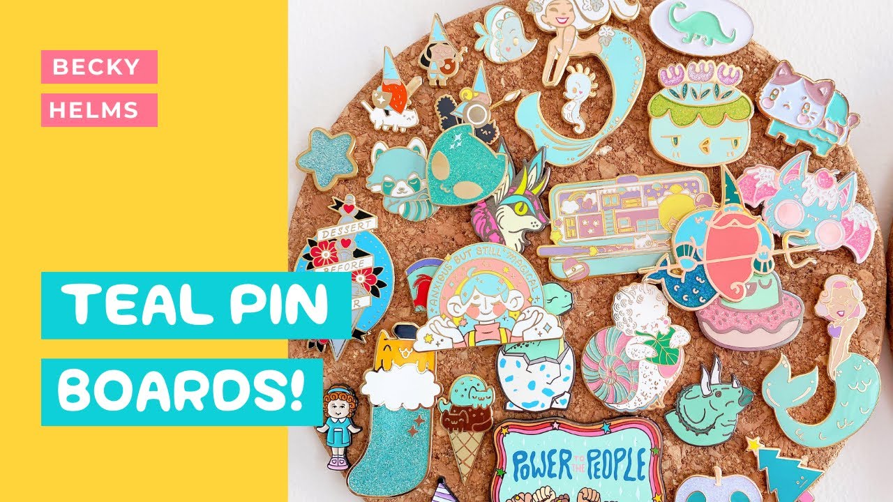 Teal Enamel Pin Board Collection and Display