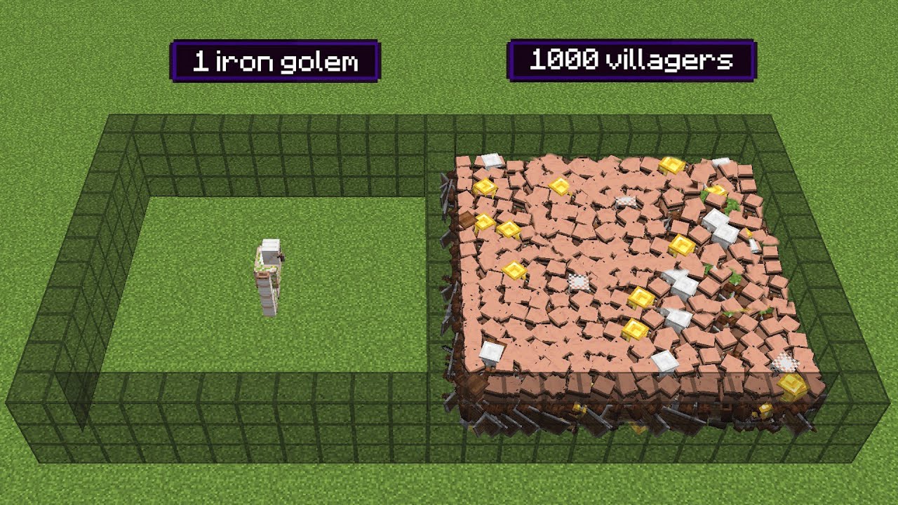 1000 villagers vs 1 iron golem (but villagers can attack)