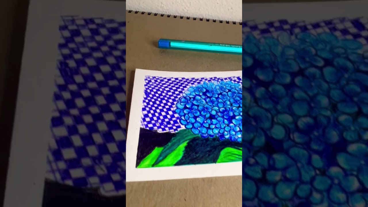 Drawing Hydrangea with Pen#shorts#justforfun #hydrangea