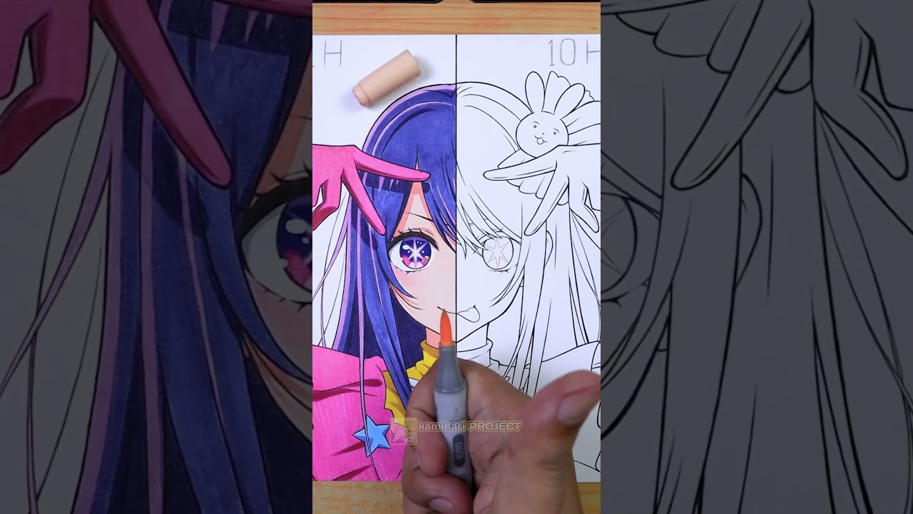 Drawing Ai Hoshino 🤩 1 hour vs 10 hours 😳 || Part 2 #shorts #aihoshino  #oshinoko