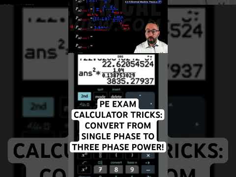 #peexam - calculator tricks motor single phase to three phase power conversion with Zach Stone, P.E.