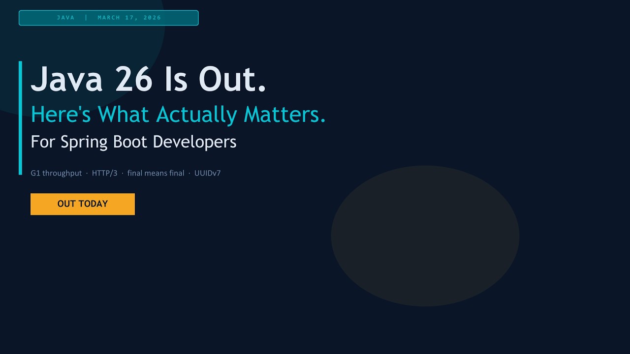 Java 26 Is Out — Here's What Actually Matters for Spring Boot Developers