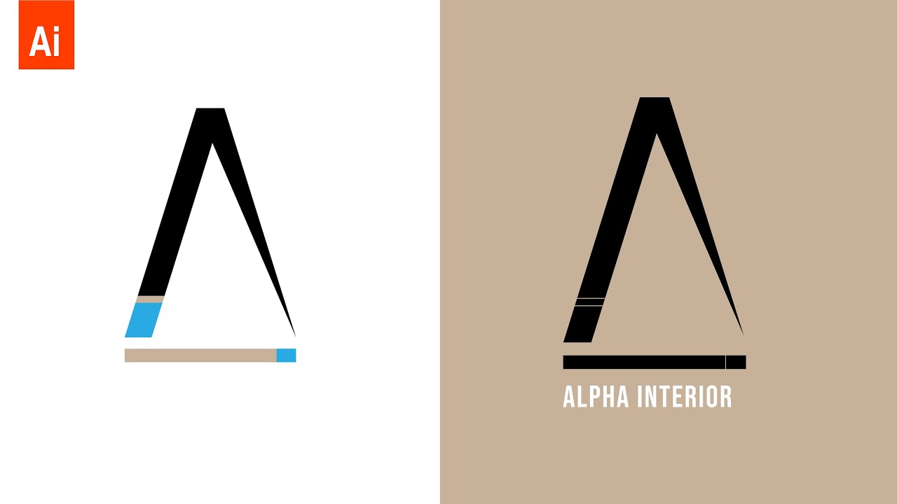Simple Logo Design-Alpha Interior | Adobe Illustrator
