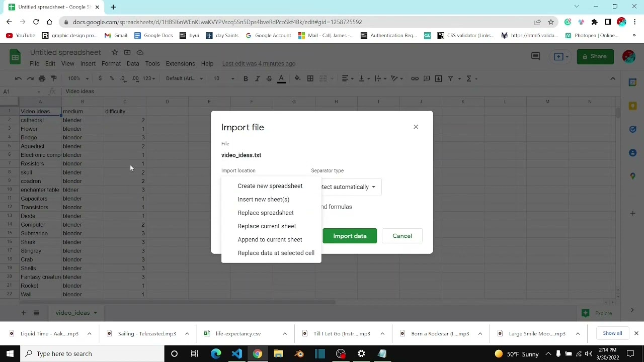 Importing a Text Document into Google Sheets