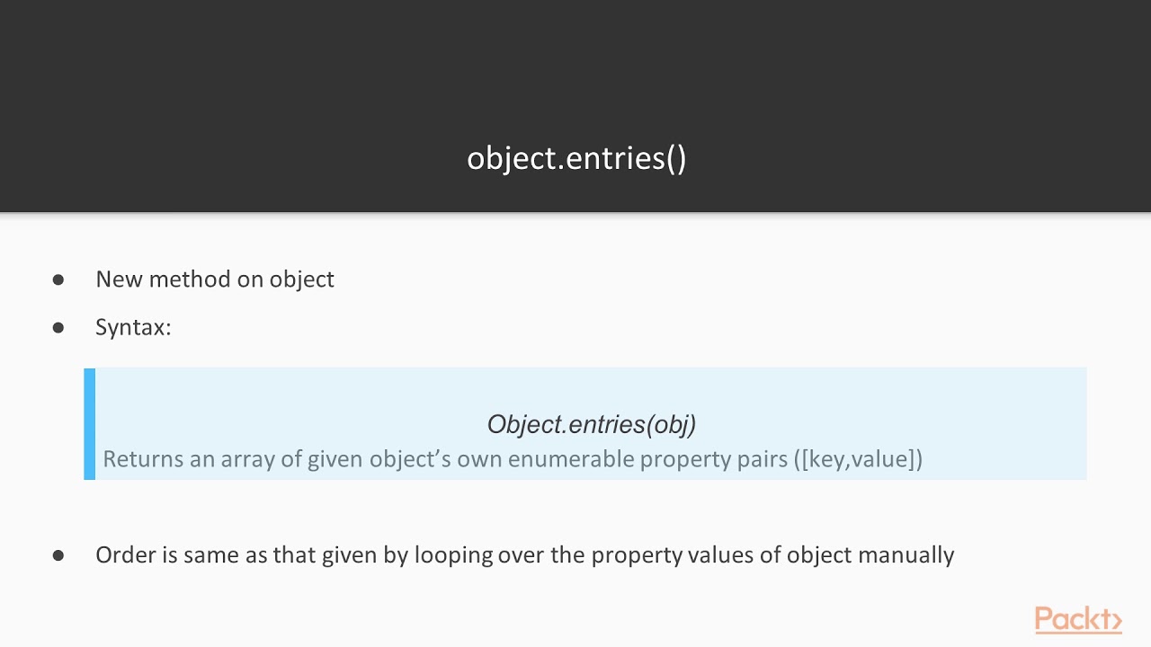 ECMAScript 2016 and Beyond : New Object Features | packtpub.com