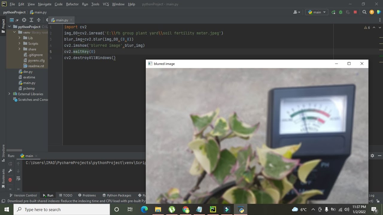 how to make an image blur within python | image blur in pycharm | image blur in open cv