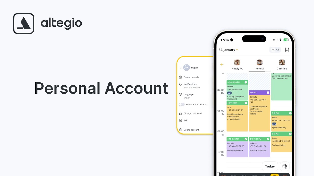 1. Admin App: Managing your Personal Account in the Altegio for Business Mobile App