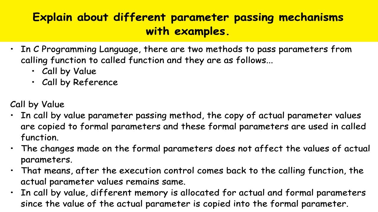 Parameter Passing Mechanisms | Unit - 4 | PPS Important Questions 2021 | JNTUH | R-18