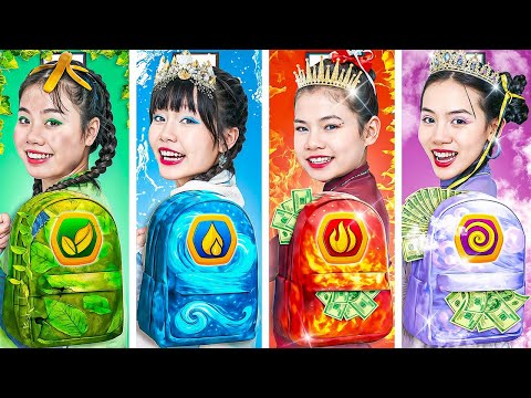 Poor Earth Vs Rich Fire Vs Giga Rich Air Vs Normal Water At School