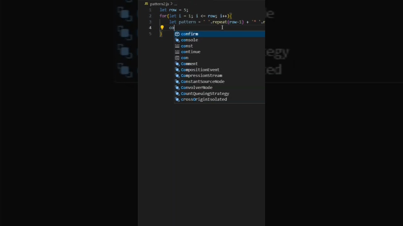 Star Pattern 3 in JavaScript #coding #youtube #javascript #programming