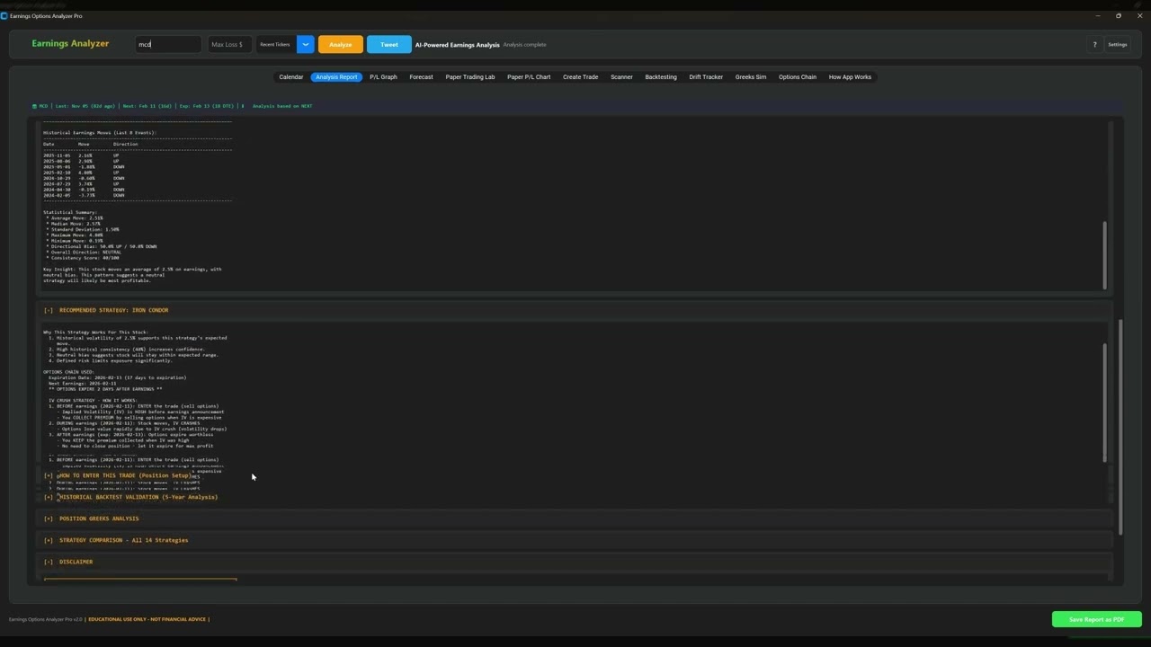 How to use the Analysis Report tab