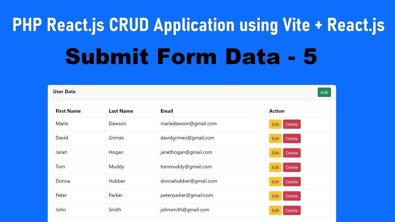 PHP React.js CRUD Application using Vite + React.js - Submit Form Data - 5