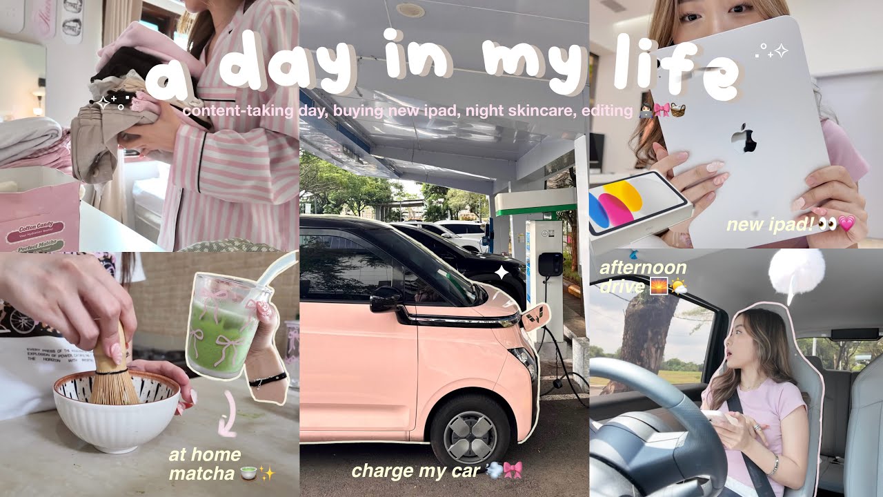 A DAY IN MY LIFE : filming, buying new ipad, charge my car, skincare night, editing 👩🏻‍💻🎀🧺