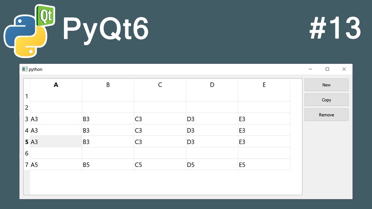 Add, Copy, Delete selected row on a Table Widget (QTableWidget) | PyQt5 Tutorial
