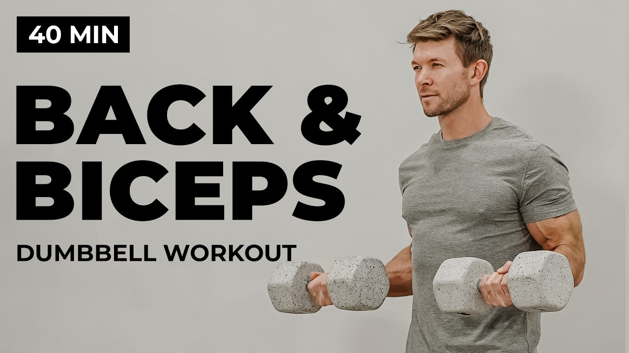 40 Min Back & Biceps Dumbbell Workout (At Home)