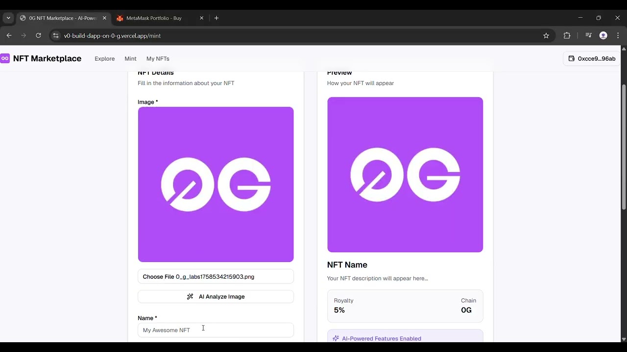 0G NFT Marketplace   AI Powered Web3 Platform