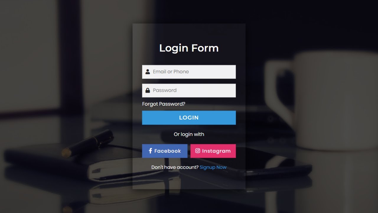Amazing Transparent Login Form in HTML CSS & JavaScript