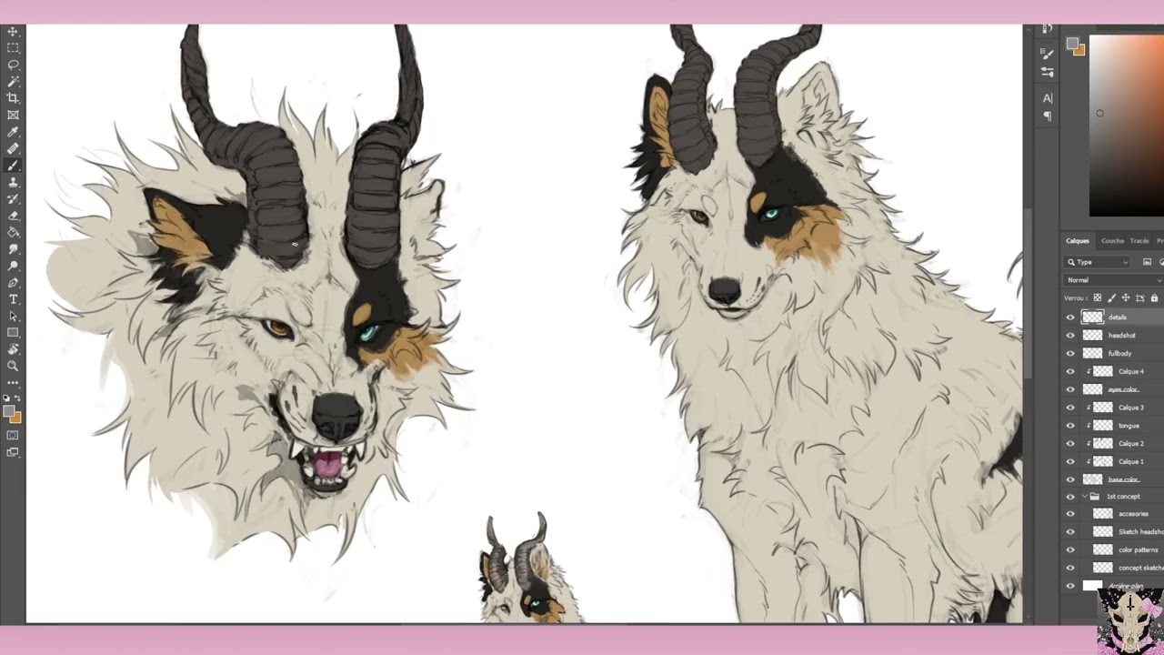 [ Timelapse 75 ]  – wolf character design sheet speedpaint